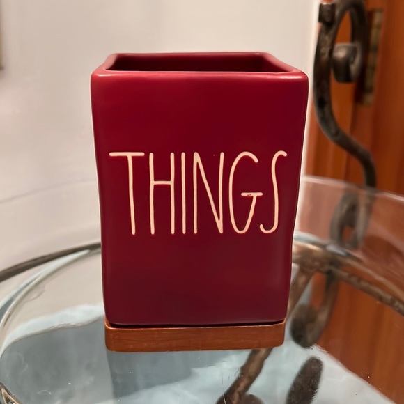 Rae Dunn | Bath | Rae Dunn Burgundy Storage Things Container | Poshmark